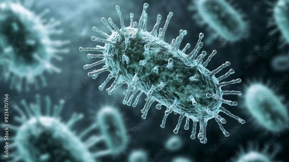 High magnification image of bacteria, revealing intricate structures ...