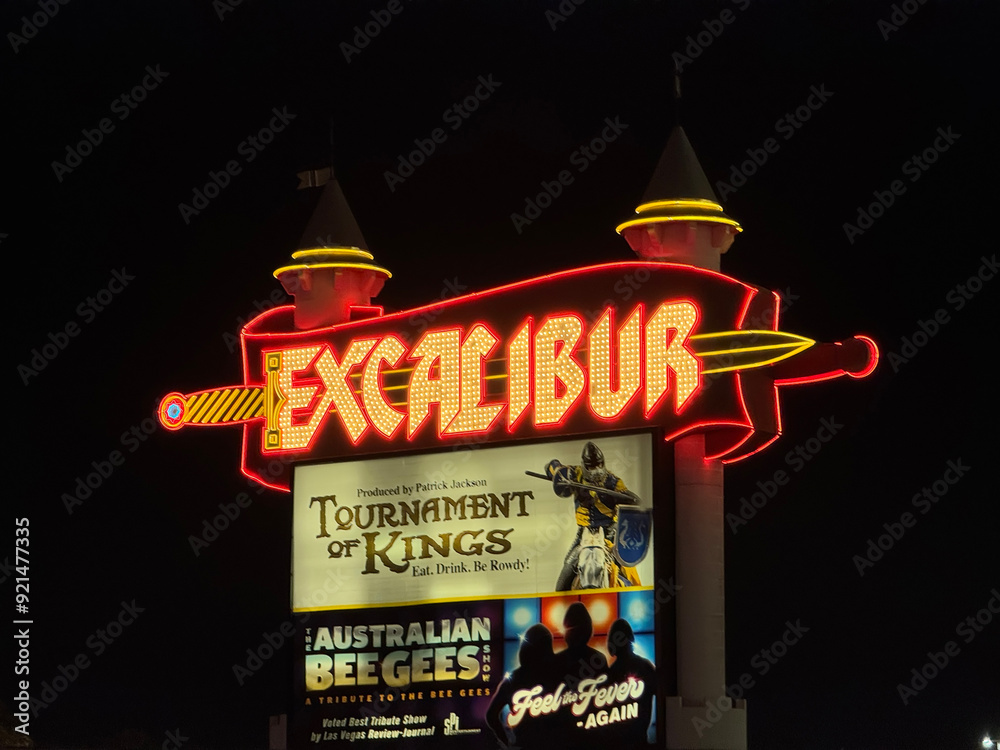 Las Vegas,Nevada,USA-June 17th 2024:Excalibur Hotel brand logo sign ...
