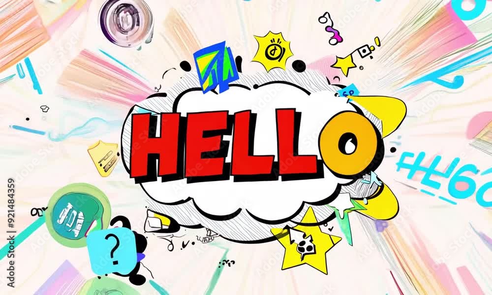 A retro-inspired 'HELLO' pops out with vibrant bubbles and speedy ...