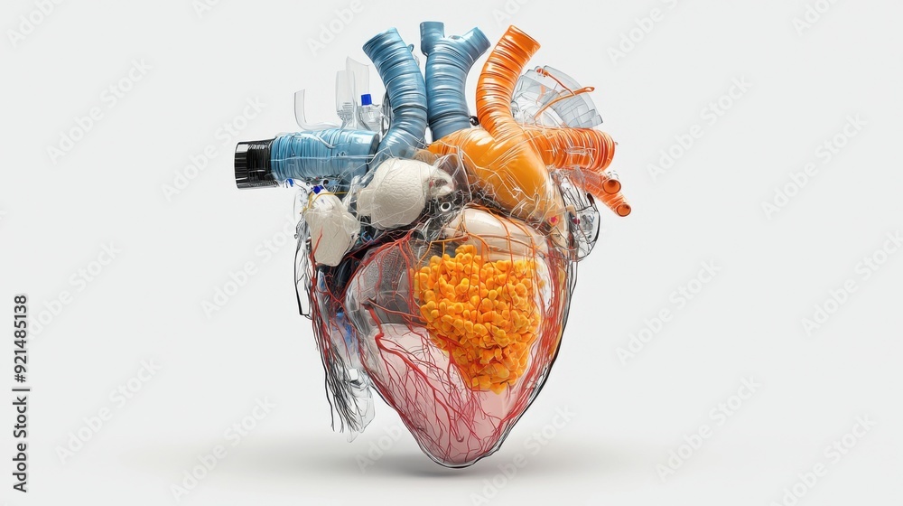 Intricate cross sectional view of the heart displaying organized ...