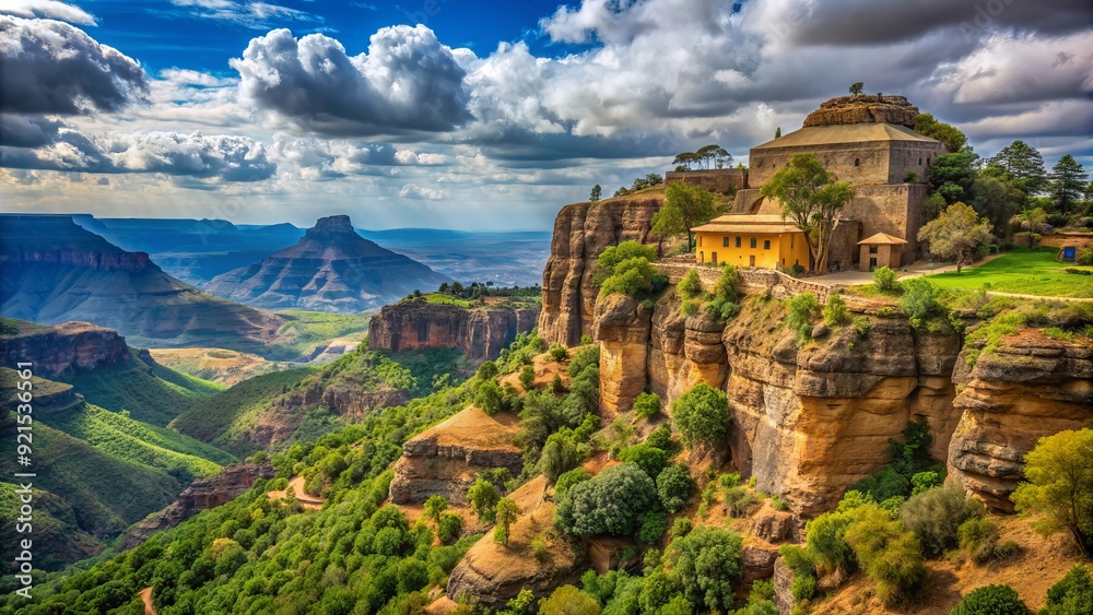 Scenic landscape of Debre Libanos, a historic Ethiopian Orthodox ...