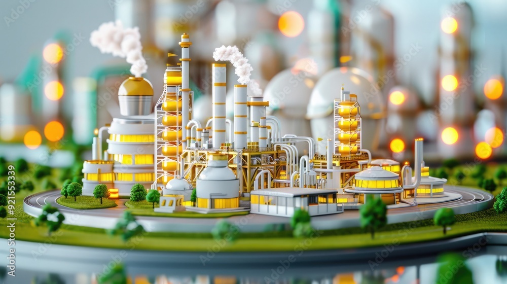 Miniature model of a chemical plant with detailed refinery structures ...