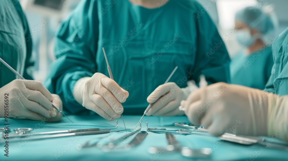 Hands of a Skilled Surgeon Carefully Performing a Precise Medical ...