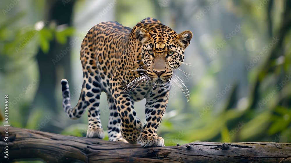 Zanzibar leopard stalking through a dense forest, highlighting its ...