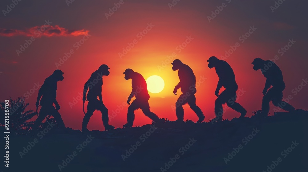ภาพประกอบสต็อก Human evolution. A study of the sequence of biological ...
