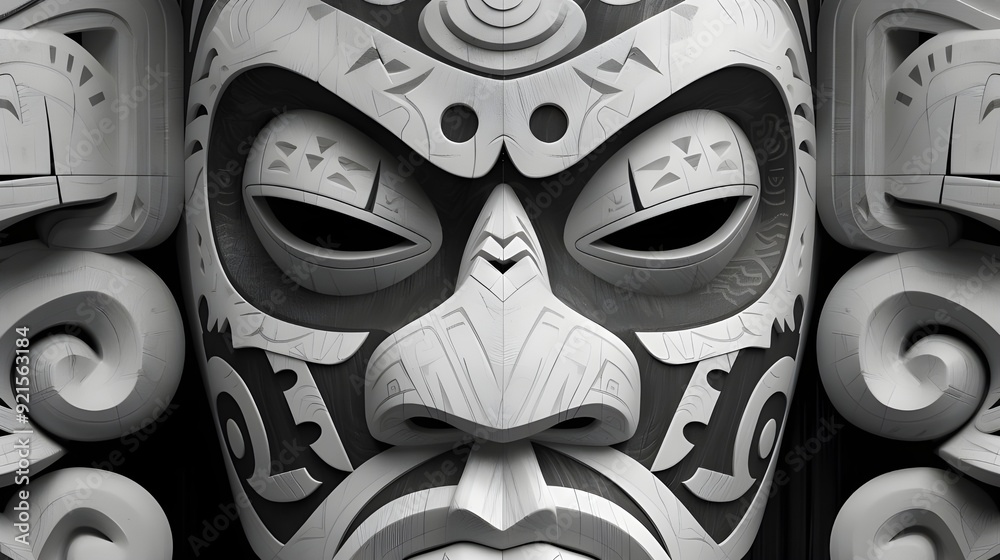 Ancient Polynesian Mask: Carved with meticulous detail, this ...