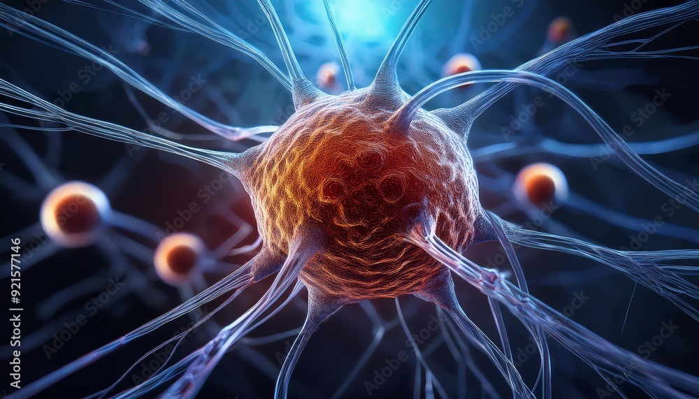 rabies virus in the nervous system, illustrating the virus traveling ...