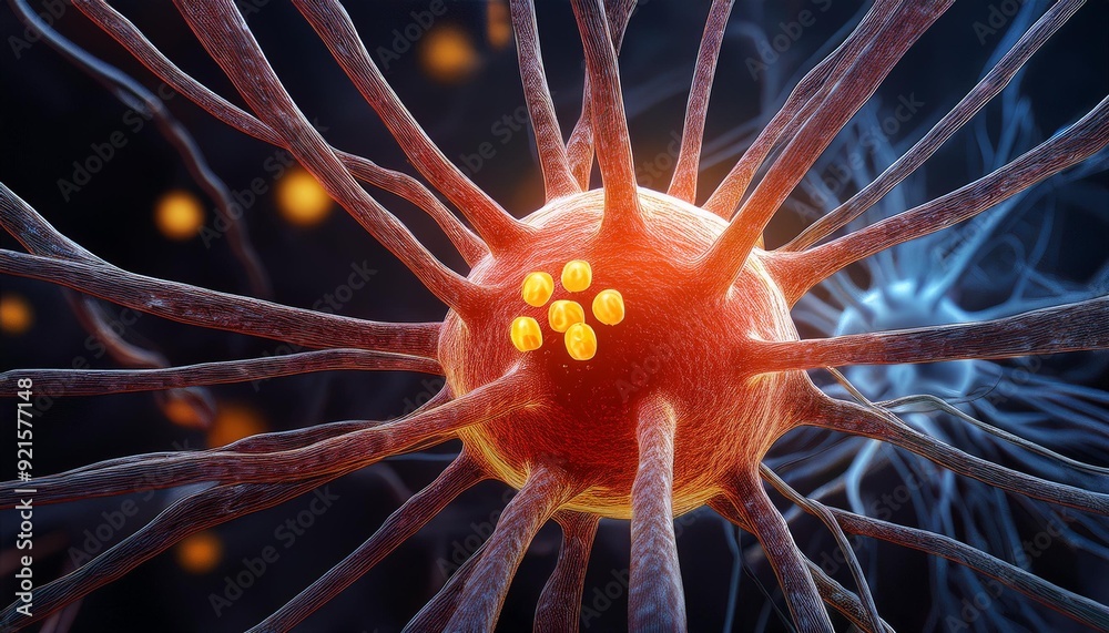 rabies virus in the nervous system, illustrating the virus traveling ...