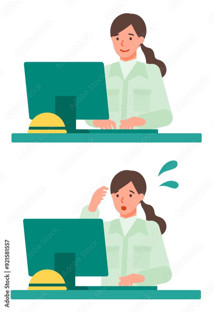 Working Woman. Concept for Problem Solving. Woman cartoon character ...