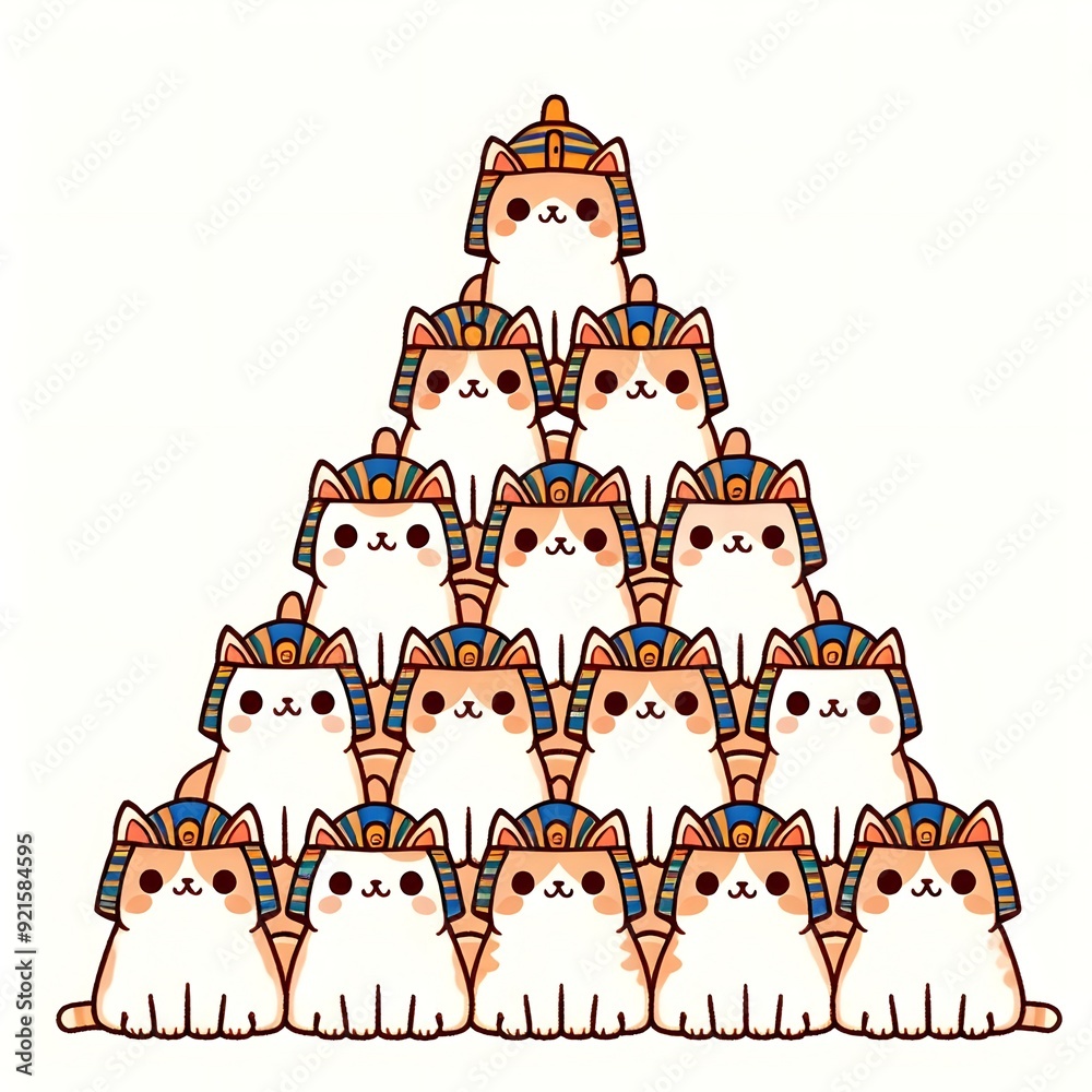Cute Cats in a Pyramid Formation Wearing Pharaoh Hats Stock ...