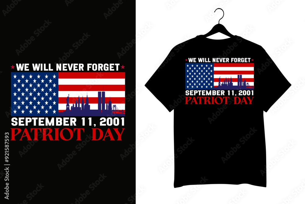 9/11 Patriot Day tribute with American flag, Twin Towers, NYC skyline ...