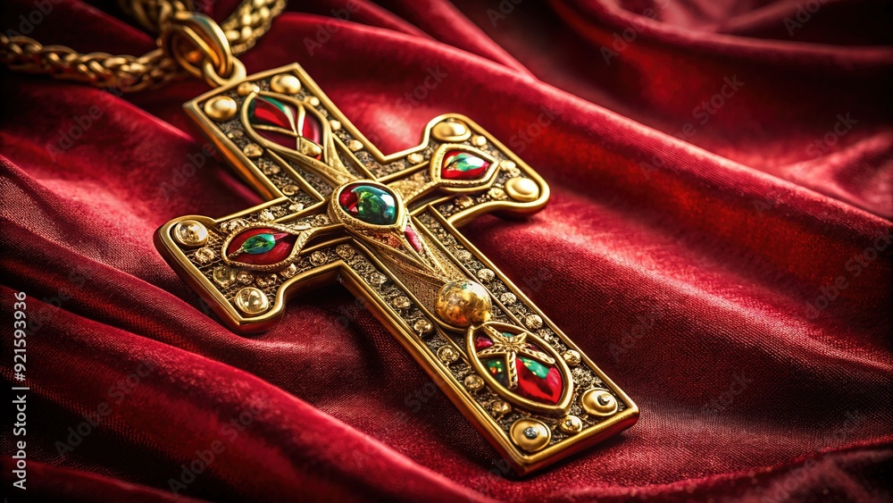 Traditional Orthodox Christian gold cross with ornate details and ...
