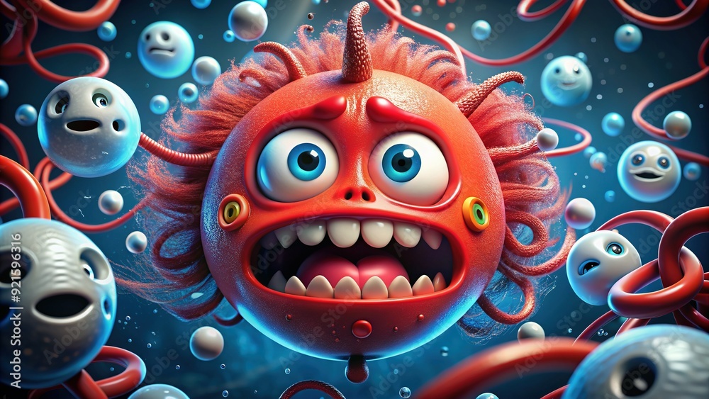 A frazzled red emoticon character with a sweating bubble and clenched ...