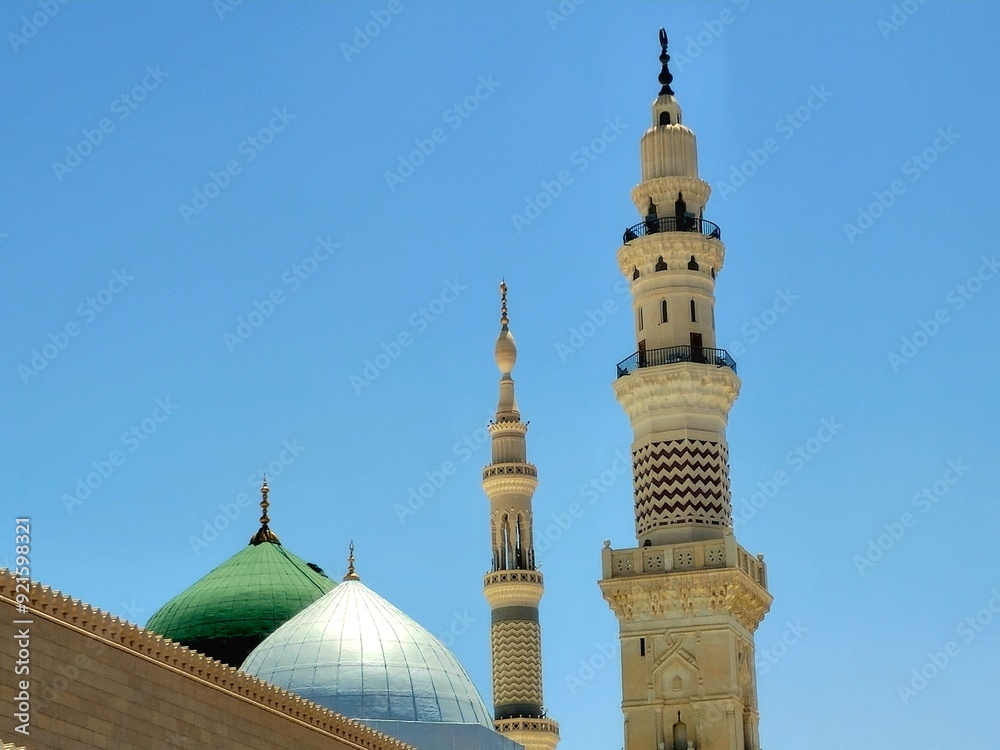 The Minaret and the Green dome of The Prophet's Mosque or Al Masjid Al ...