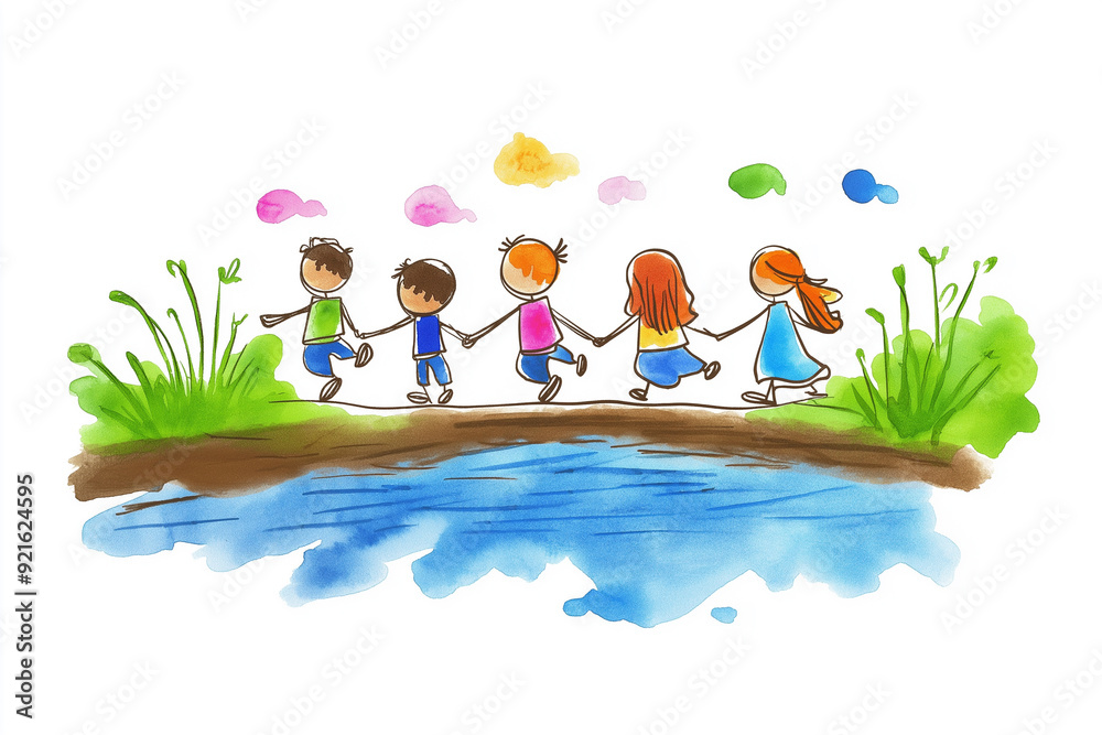 Children art in notebook kids design by Color pencil. Children hand ...