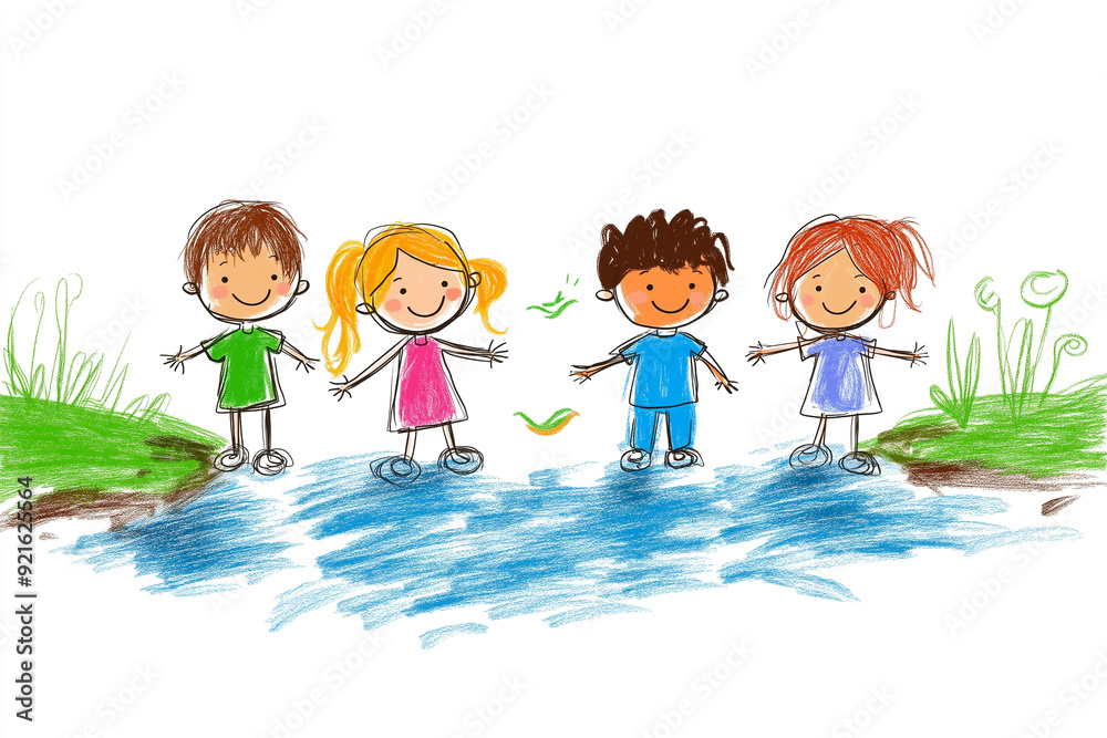 Children art in notebook kids design by Color pencil. Children hand ...