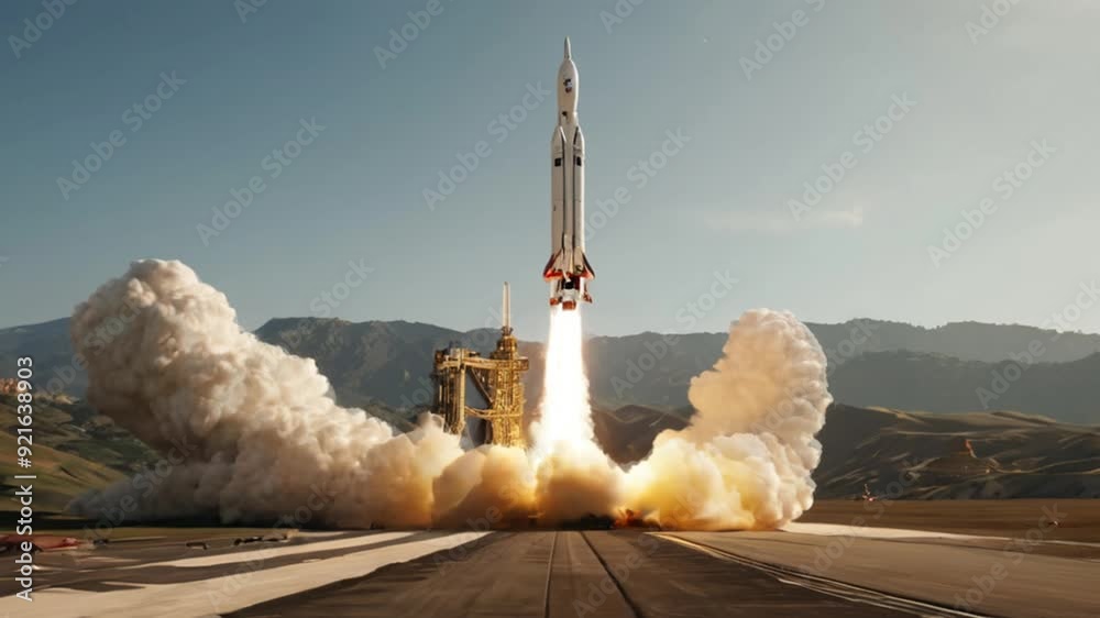 rocket preparing to launch. seamless and looping animation background ...