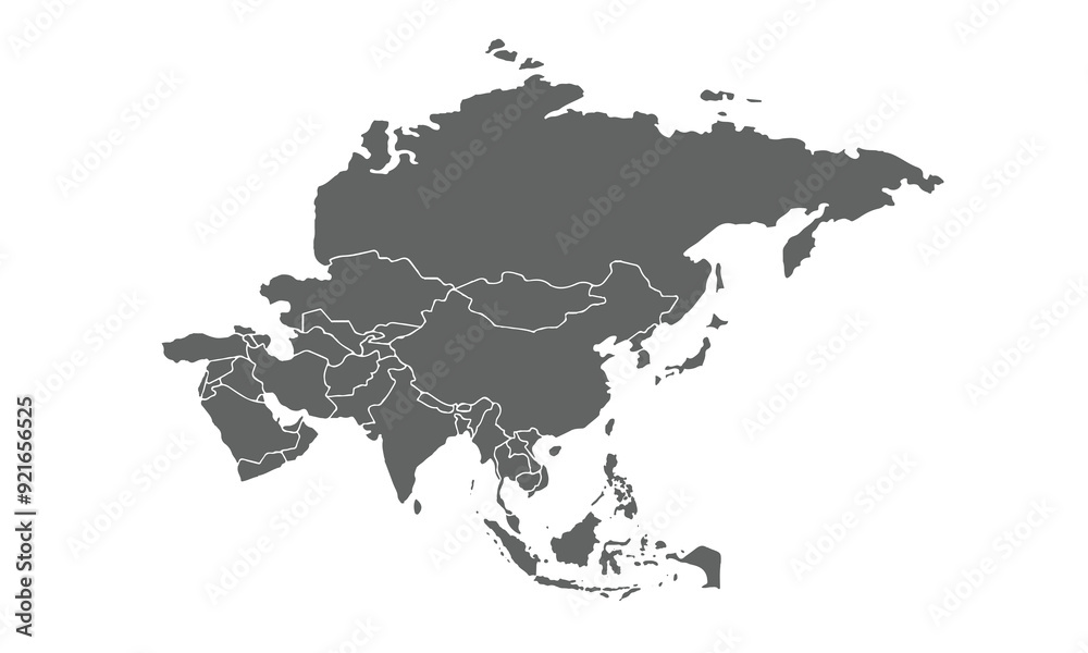 Asia map Grayscale,isolated on white background for website layouts ...