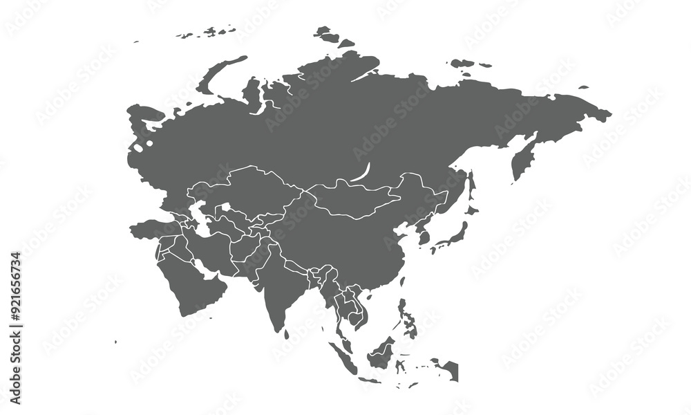 Asia map Grayscale,isolated on white background for website layouts ...