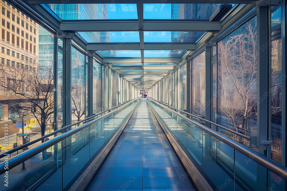 Glass-Enclosed Walkways Creating a Crystal City Vibe in a Modern ...