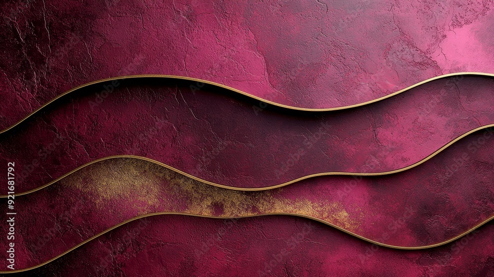 Elegant burgundy background with wavy golden lines and textures perfect ...