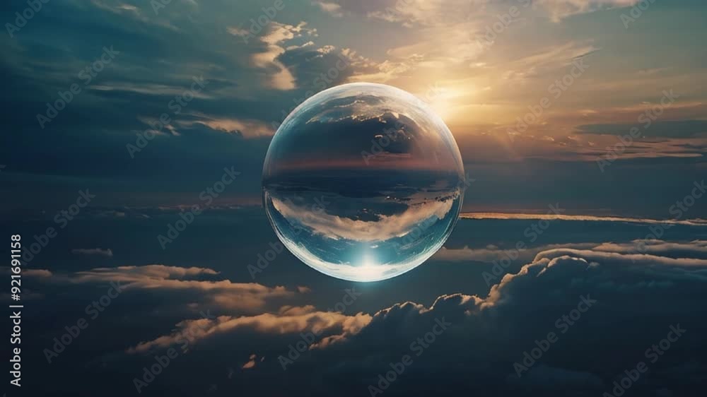 Ultra minimal free video of earth from the sky, bubble, earth, blue, moon, clouds, globe ...