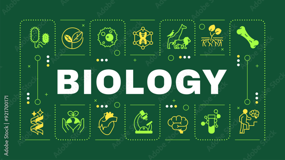 Biology science green word concept. School subject. Human anatomy ...