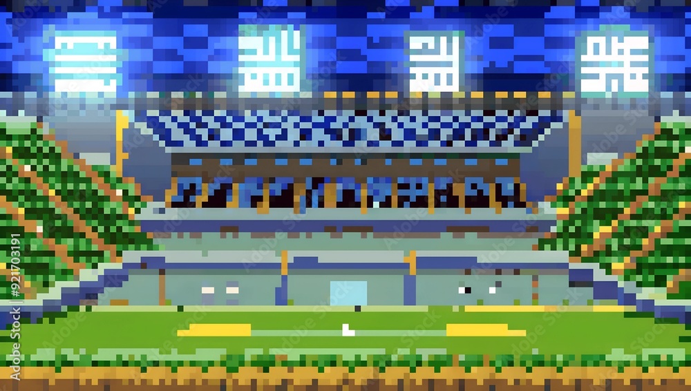 Stadium pixel art background. 8-bit game assets Stock Illustration ...
