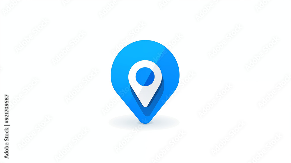 Blue map pointer symbol, Blue location icon or location sign on white ...