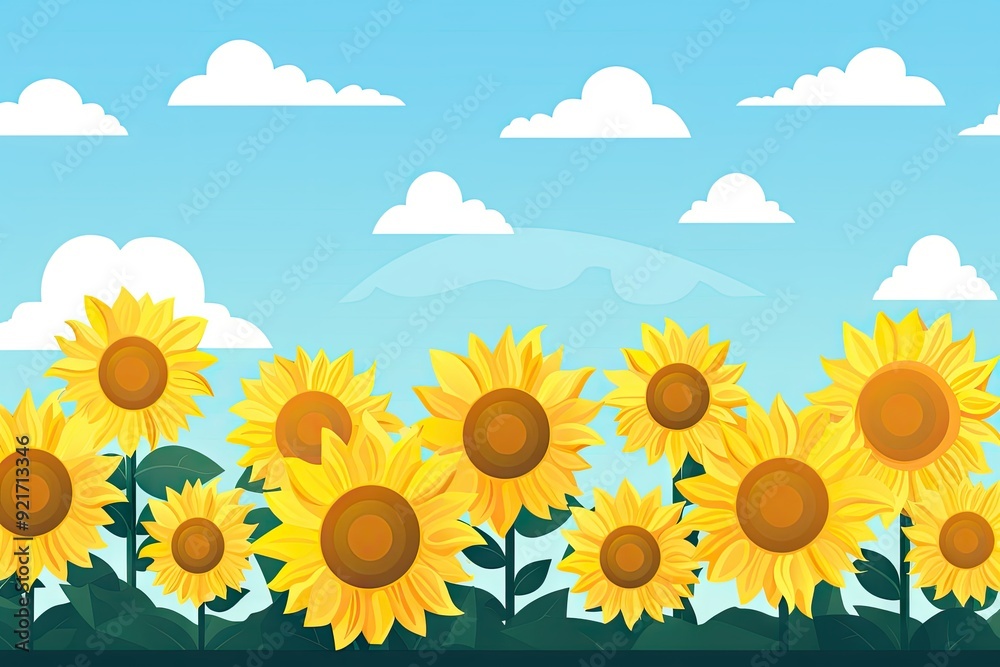 Nature sunflower field background inspired and animated flat ...