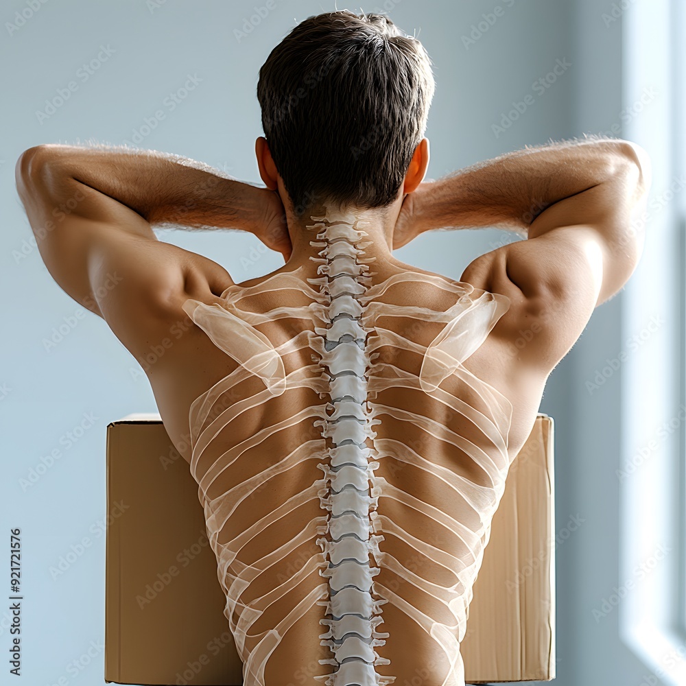Back Pain from Heavy Lifting: A person lifting a heavy box with an ...