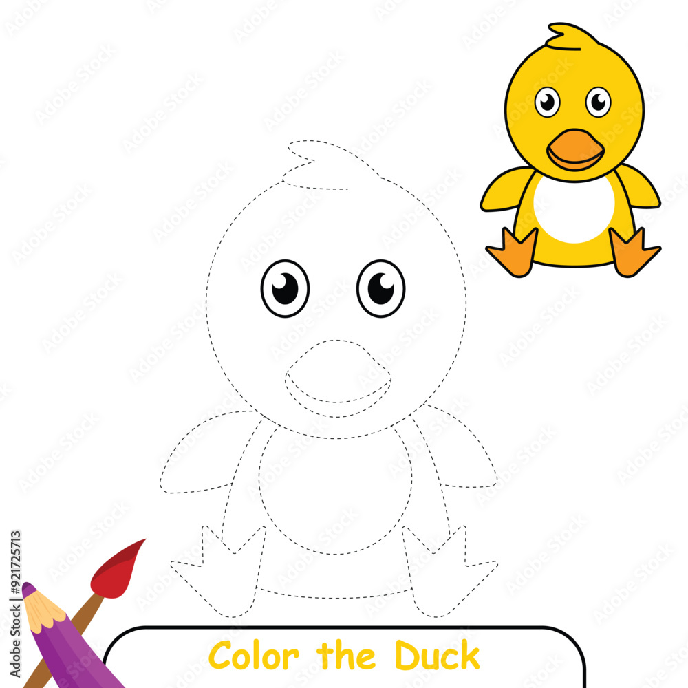 Duck coloring page colored illustration, coloring book or coloring page ...