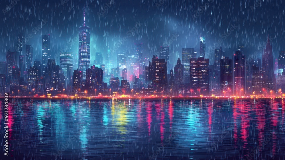 Night Rain in the city,City life in night in rainy season abstract ...