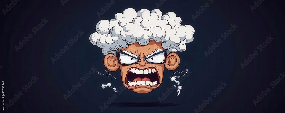 Cartoon character gritting teeth, steam coming out of ears, eyes ...