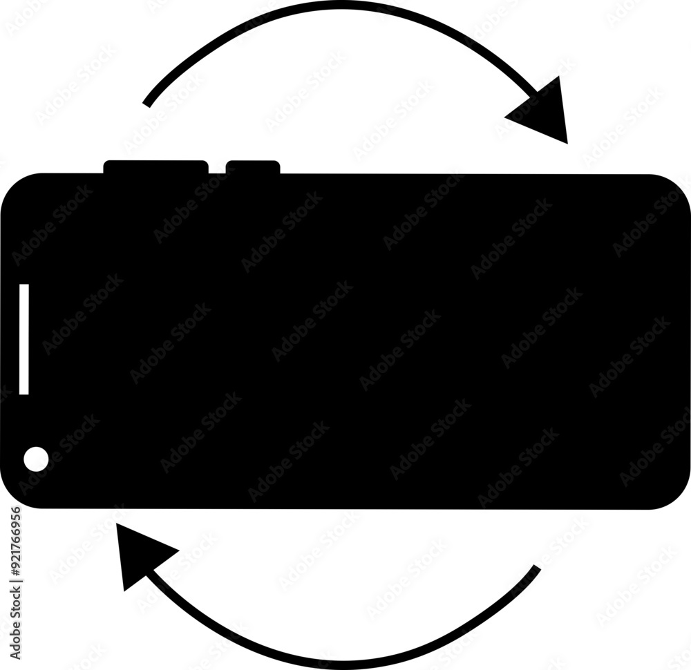 Rotate Mobile phone icon in flat style. Device rotation symbol. Turn ...