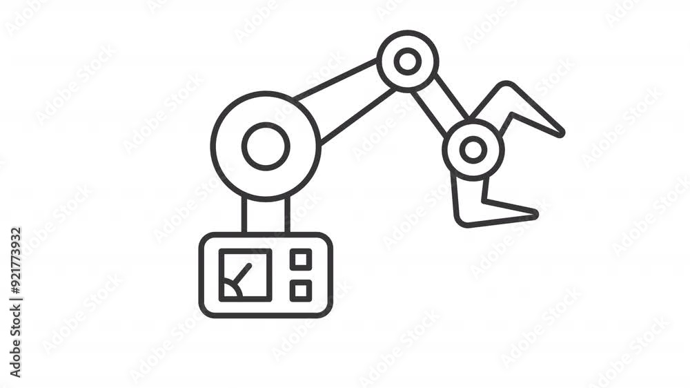 Machinery line animation. Animated robotic arm icon. Manufacturing ...