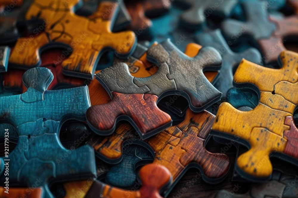 The interlocking puzzle pieces are a metaphor for teamwork and unity ...