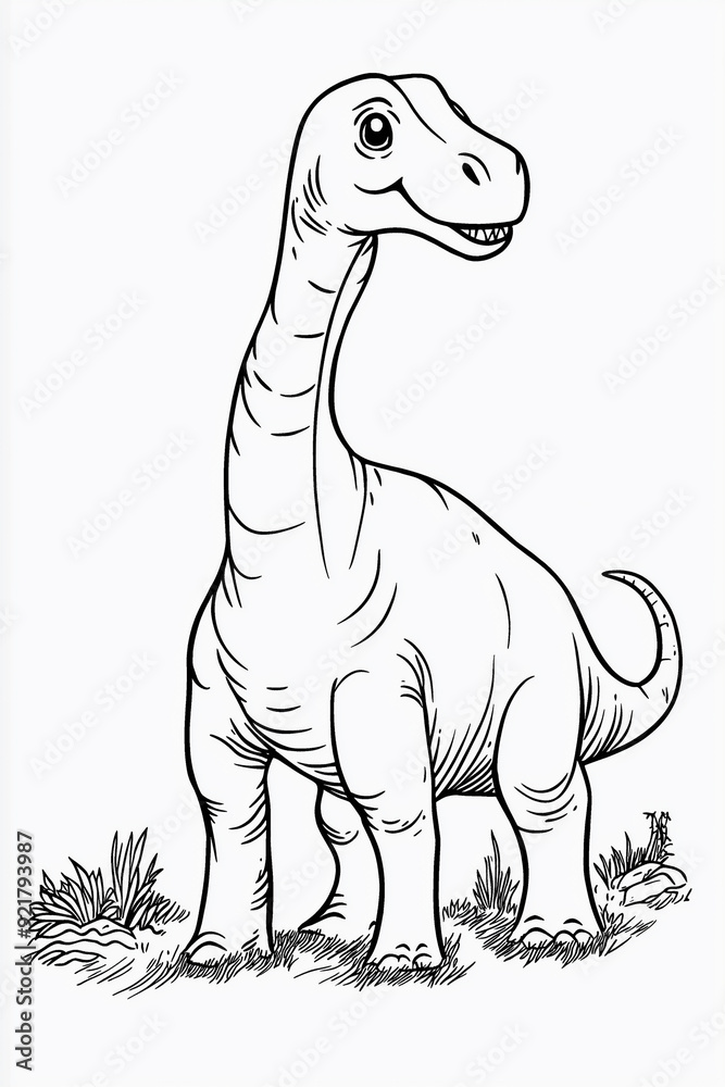 An illustration of cartoon dinosaur brontosaurus outline animal ...