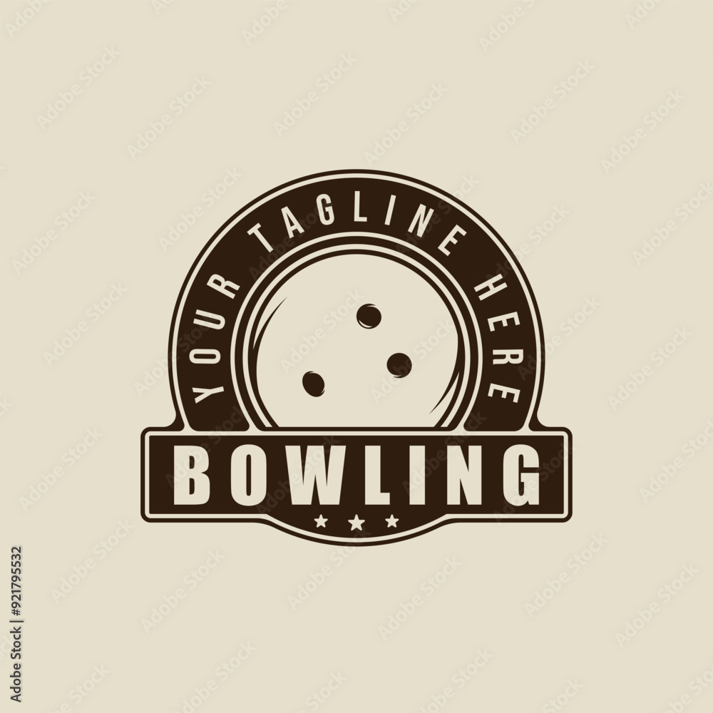 bowling sport emblem logo vintage vector illustration template icon ...