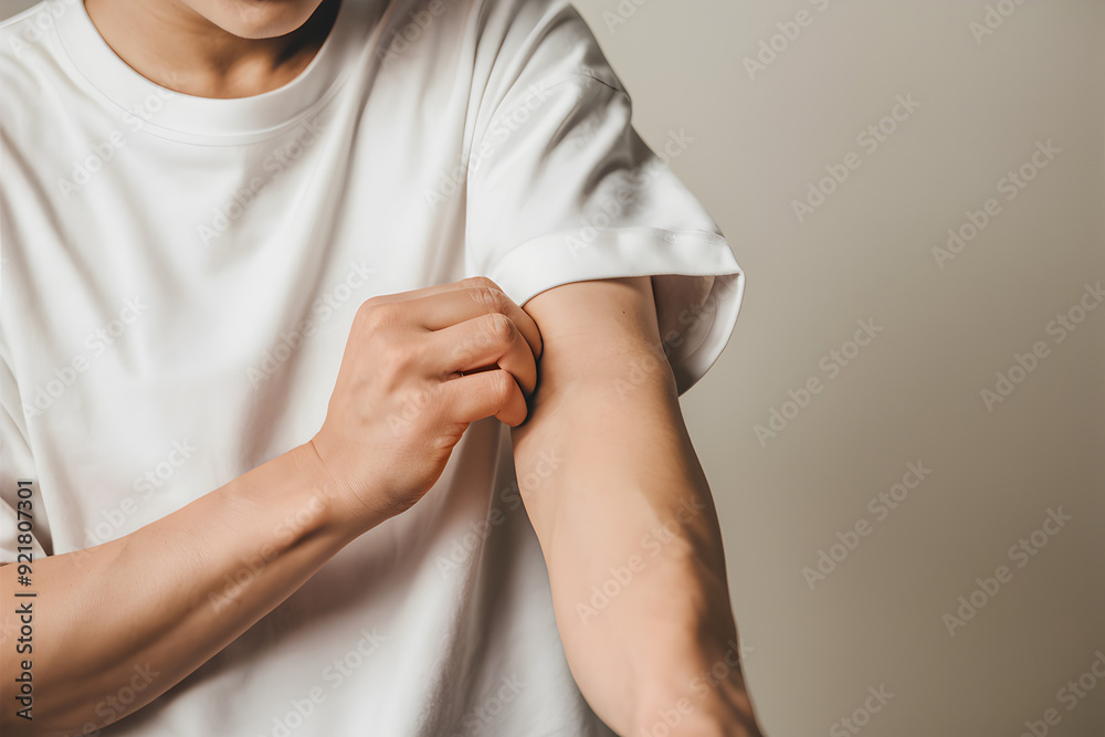 Itchy Skin: A close-up shot of a man's arm, showing him scratching his ...