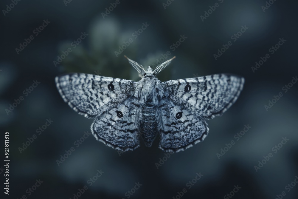 Capturing the tranquil elegance of a moth in the night sky, bathed in ...