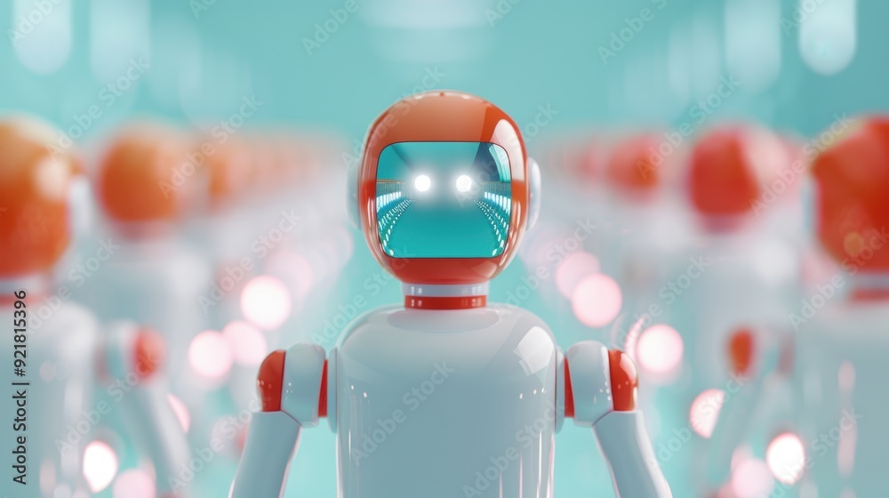 Robots working alongside human employees in a state-of-the-art factory ...