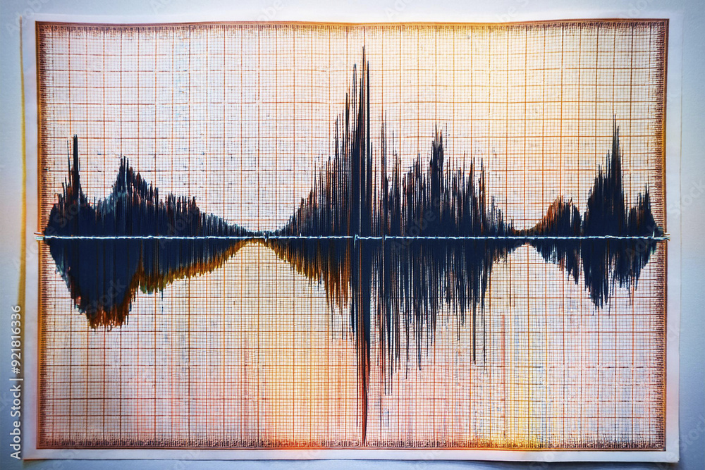 Seismograph. Earthquake map. Earthquake seismic waves on seismograph ...