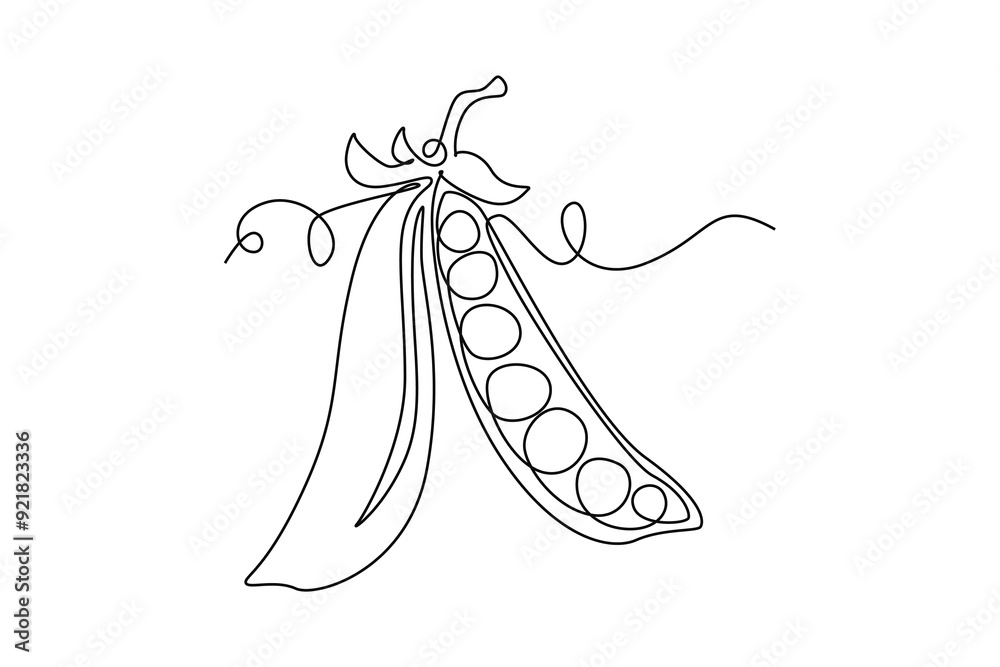 Continuous one line drawing of whole healthy organic green pea for ...