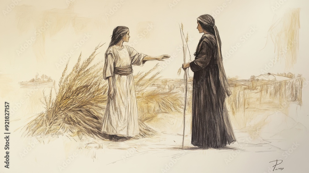 Biblical Illustration Of Ruth And Boaz At The Threshing Floor Ruth