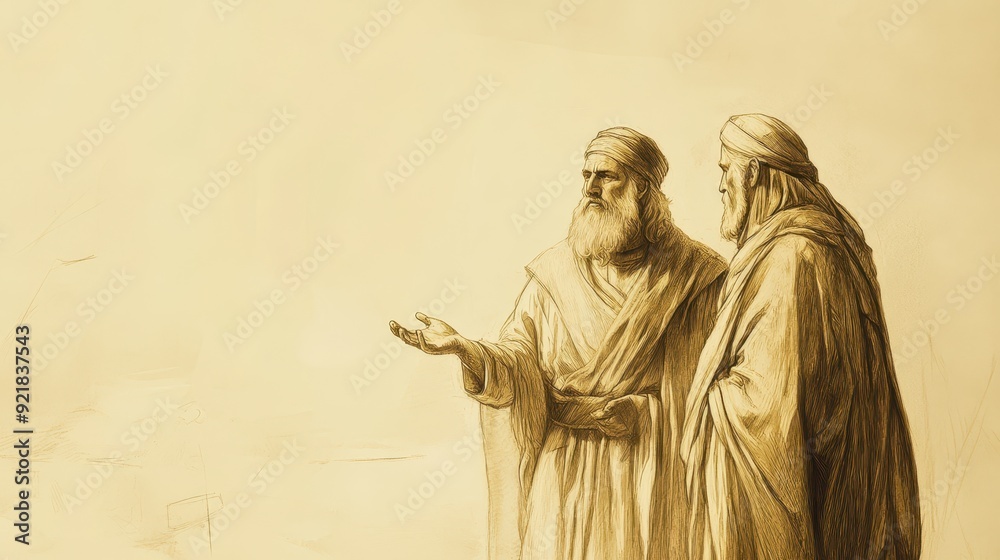 Biblical Illustration of Prophet Gad Advising David to Leave the ...