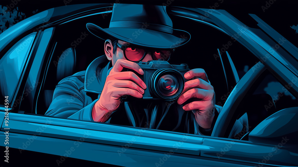 Investigation Scene Vector - Undercover Detective Capturing Photos ...