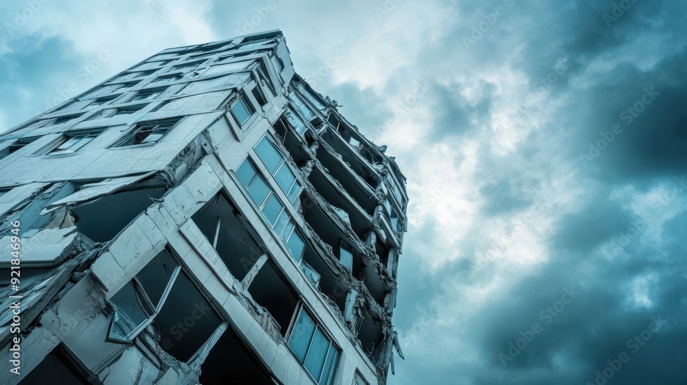 Urban Disaster - Skyscraper Leaning Dangerously After Earthquake ...