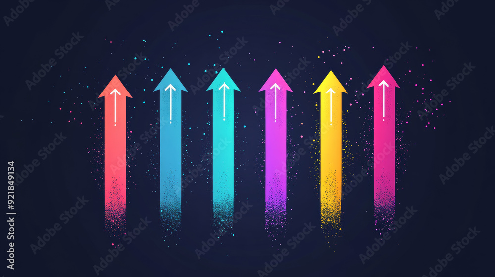 Horizontal progress bar with 6 arrow-shaped elements representing the ...