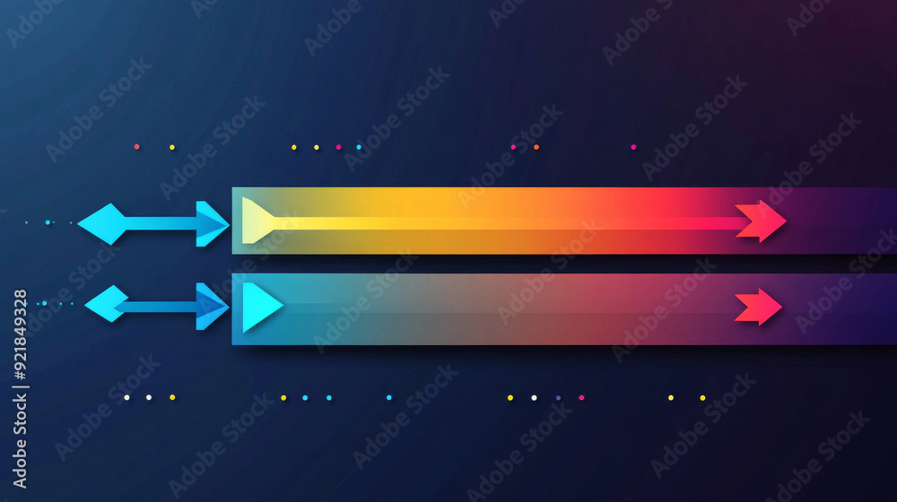 Horizontal progress bar with 6 arrow-shaped elements representing the ...
